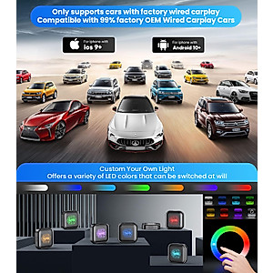 Wireless Carplay & Android Auto Adapter with Netflix YouTube Tiktok, Upgrade LED Wireless Android Auto Adapter HDMI Dongle for Phone to Miracast/Stream Media to Car/TV, for OEM Wired CarPlay Car