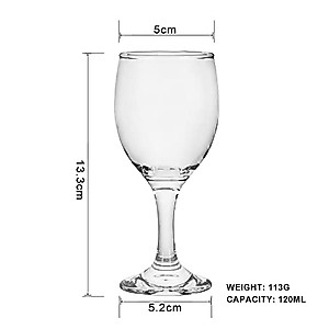 BTGLLAS 120ML 4 Ounce - Set of 6 Classic Red Wine Glasses Durable Clear White Lead-free Glass Cup For Party (Glass, 6Pcs4OZ)