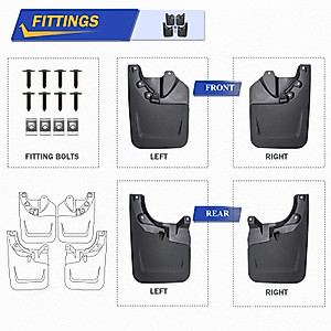 Mud Flaps Mud Splash Guard Mudguards for 2023 Toyota Tacoma Front & Rear with OEM Fender Flares Only Front LH RH & Rear LH RH 4PCS