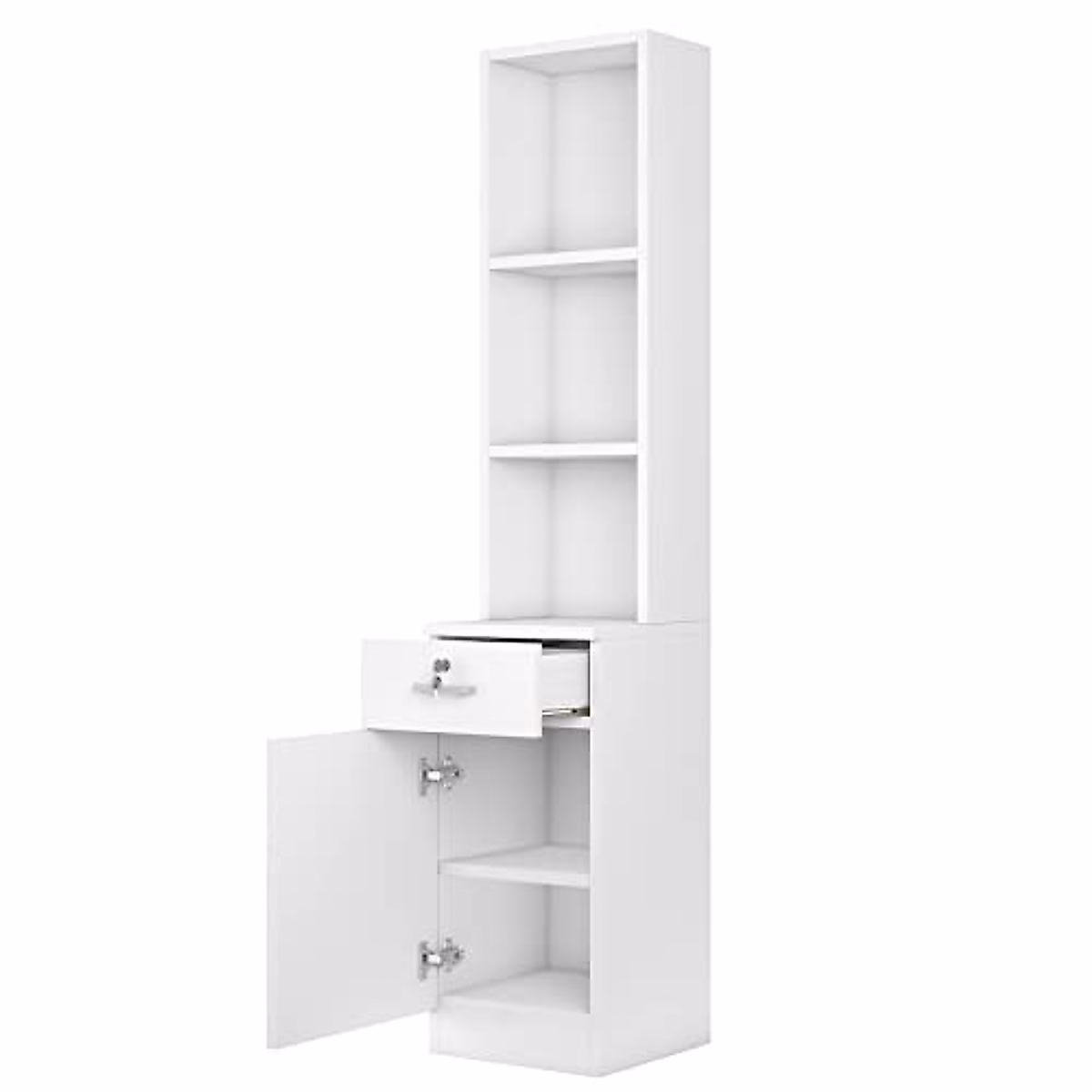 Paddie Wall Mount Barber Station Hair Stylist Salon Equipment Set Beauty Spa Furniture with Shelves/Lockable Drawers/Storage Cabinet (White2)