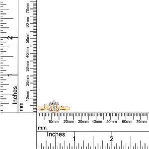 Round White Natural Diamond Accent Trumpet Three Tone Engagement Wedding Ring 14k Solid Yellow Gold (Color: I-J, Clarity: I2-I3, 0.04 Cttw)-8