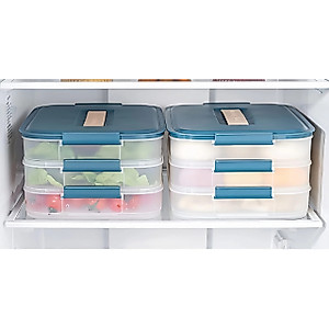 Plastic Bacon keeper with Lids Airtight, Deli Meat Cold Cuts Cheese Saver Food Storage Containers for Refrigerators, Freezer,Shallow Low Profile Christmas Cookie Holder