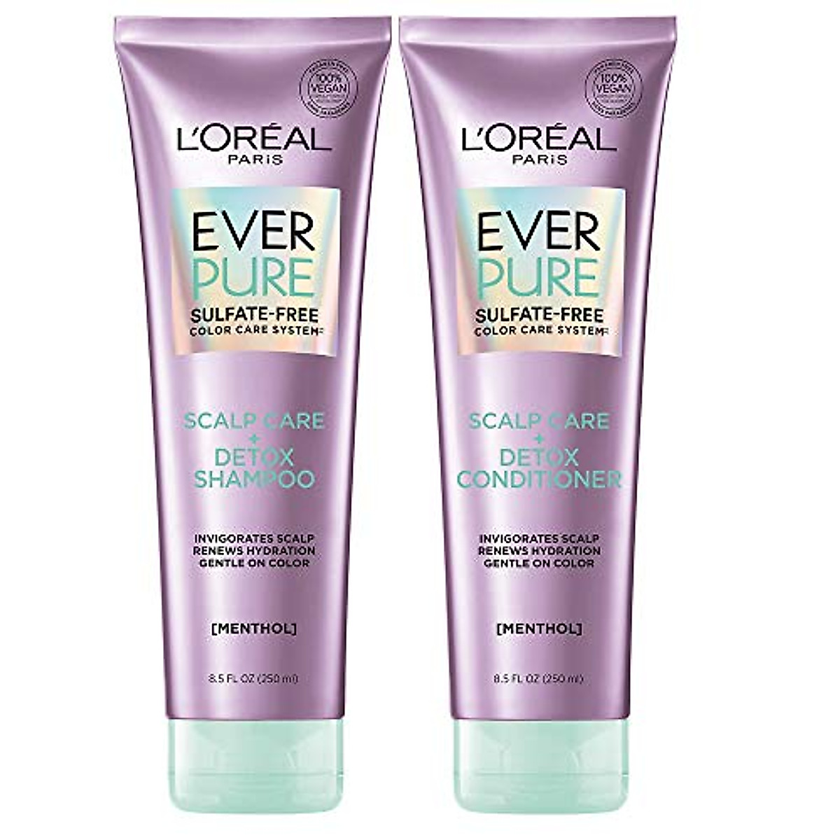 L'Oreal Paris EverPure Scalp Care + Detox Sulfate Free Shampoo & Conditioner, 8.5 Ounce (Set of 2)