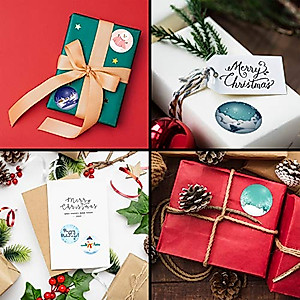 Winter Holiday Christmas Stickers, 1.5" Circle Seals, 500 Labels for Packaging, Presents, and Envelope Mailing. Made in The USA! (Snow Theme, 1 ROLL)