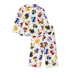 Sesame Street Elmo Toddler Coat Style Pajamas Set (2T, White)