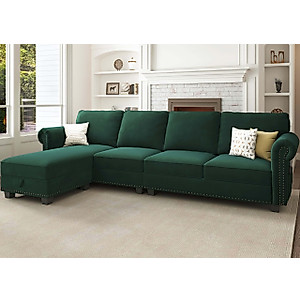 Nolany Convertible Sectional Sofa L Shape Couch with Reversible Chaise 4 Seat for Small Space Light Grey