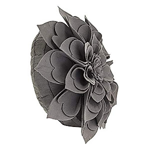Fennco Styles Handmade 3D Heart-Shaped Petals Flower Decorative Throw Pillow Cover 13" Round - Slate Floral Pillow Case for Couch, Home Décor and Holiday, Housewarming Gift