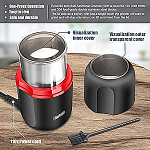 COOL KNIGHT Herb Grinder [large capacity/fast /Electric ]-Spice Herb Coffee Grinder with Pollen Catcher/- 7.5" (Black)