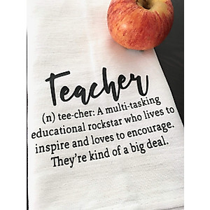 Handmade Teacher Kitchen Towel - Definition of a Teacher - 100% Cotton Hand Towel for Teacher Appreciation - 28x28 Inch Perfect Teacher Gifts from Student-Housewarming-Christmas Gift (Teacher)