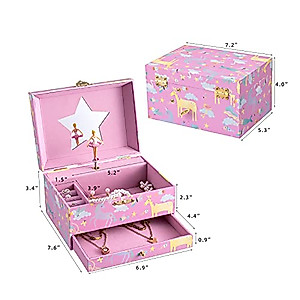 lekymo Girls Jewelry Box Kids Jewelry Box Musical Ballerina Box for Girls, Unicorn & Mermaid Design Jewelry Box for Girls Jewelry Organizers for Bedroom Decor Christmas Birthday Gifts