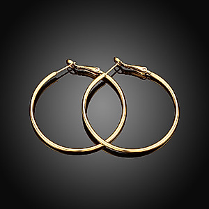 Gold Hoop Earrings, 18K Gold Plated Rounded Hoops Earrings for Women