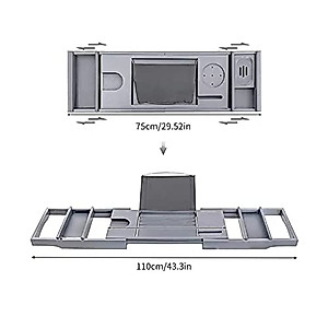 JAHH Extendable Bathtub Trays Spa Bathtub Organizer Book Wine Holder Non Slip Bottom Sides Bathroom Storage Shelves Racks (Color : OneColor)