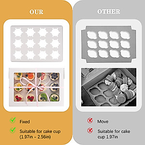 YunKo 6 Pack Dozen Cupcake Boxes White Cupcake Containers with Window Fit 12 Cupcakes or Muffins