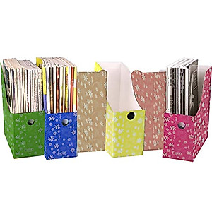 Evelots Set of 6 Magazine File Holder-Organizer-Full 4 Inch Wide-Floral-With Label