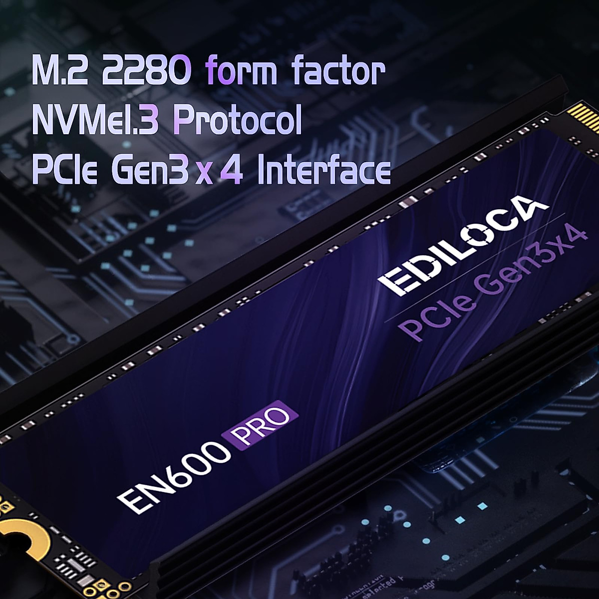 Ediloca EN600 PRO SSD 1TB PCIe 3.0 Gen 3x4, NVMe M.2 2280, Up to 3500MB/s, Internal Solid State Drive, SLC Cache 3D NAND TLC, Graphene Cooling Sticker, Storage for PC, Desktop and Laptops