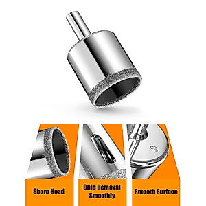 Diamond Drill Bits Set, 10 PCS Diamond Hole Saw Set, Glass Drill Bit for Ceramic Tile Porcelain Marble Granite Stone Bottles