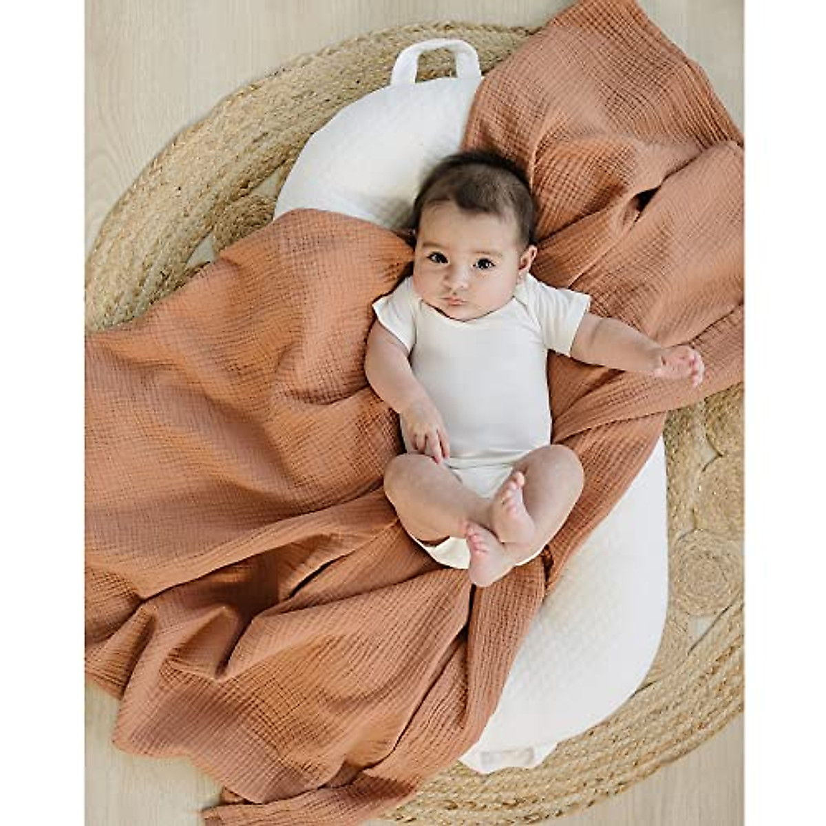 Konssy 3 Pack Muslin Swaddle Blankets for Unisex, Newborn Receiving Blanket, Large 47 x 45 inches, Soft Breathable Muslin Baby Swaddles for Boys & Girls