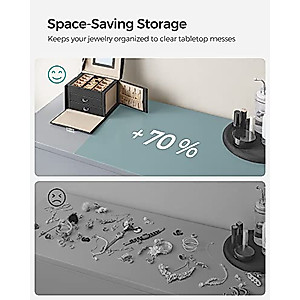 SONGMICS 3-Tier Jewelry Box, Travel Jewelry Case with Handle, 2 Drawers, Lockable Jewelry Organizer with Mirror, Jewelry Storage, Modern Style, Gift for Loved Ones, Black UJBC154B01