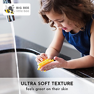 Big Bee, Little Bee - Kids Original ScrubBEE, 100% Silicone Childrens Bath Scrubber, Promotes Effective Independent Hand & Body Washing, As Seen on Shark Tank (Marigold)