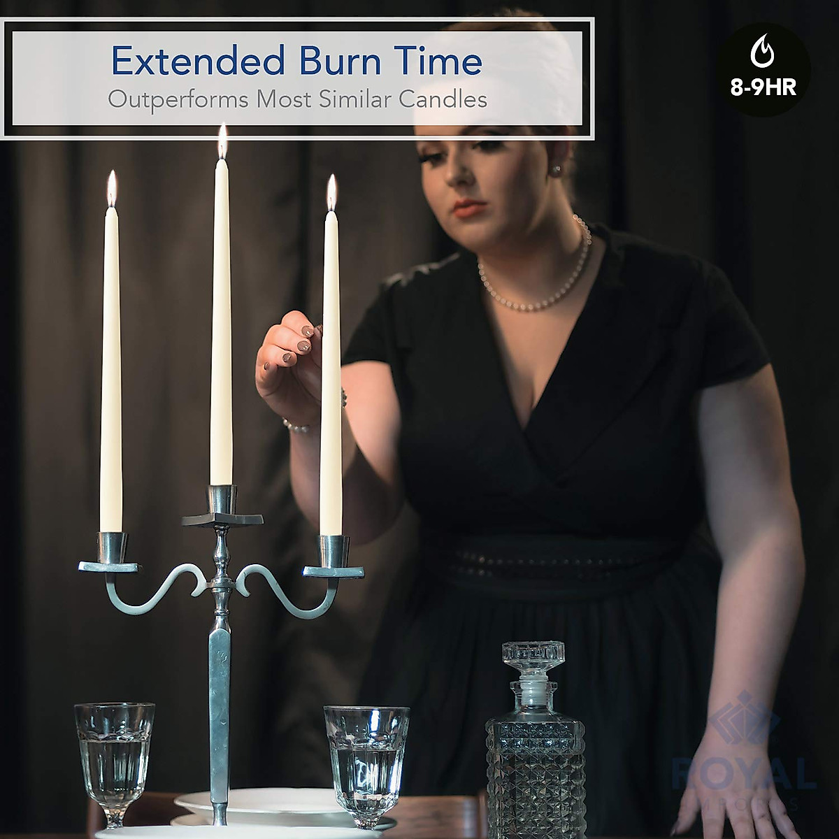 Royal Imports Unscented Taper Candles, Elegant Premium Quality, Dripless & Smokeless, Hand-Dipped Dinner Candles for Wedding, Holiday, Home Decor - 9 Hour Burn Time - Set of 36 (12 Inch, Ivory)