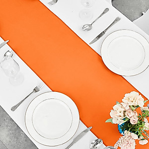 4-Pack Orange Satin Table Runner 12 x 108 Inch Long Bright and Smooth Silk Fabric Table Runner for Wedding Banquet Birthday Party Decoration