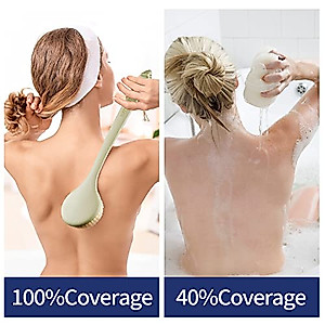 KUMBAZZ Back Brush Long Handle for Shower - Never Mold Bath Back Brush Back Scrubber for Shower,Wet or Dry Brushing,Shower Brush for Men & Women (Green)