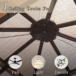 12'x12' Hardtop Gazebo, Permanent Outdoor Gazebo with Polycarbonate Double Roof, Aluminum Gazebo Pavilion with Curtain and Net for Garden, Patio, Lawns, Deck, Backyard(Brown)