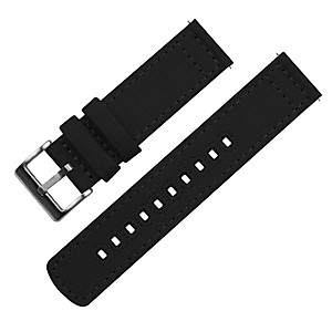 BARTON WATCH BANDS Quick Release Canvas Watch Band Straps, Black, 22mm