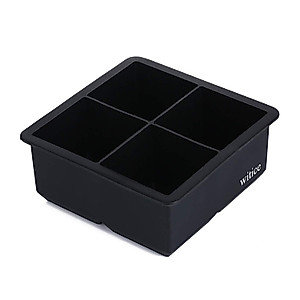 witice Silicone Ice Cube Trays Large for Whisky(2.5-Inches) - Whiskey Ice Cube Mold, With Easy Release Ice Cubes for Whiskey and For Cocktail,Food Grade (Black 1 Tray)