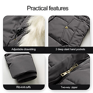 Chrisuno Women's Long Winter Puff Coat Insulated Water Resistant Parka With Detachable Hood XL Dark Grey