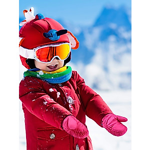 SATINIOR 2 Pairs kids waterproof mittens Girls Winter Snow mittens Warm Snow Gloves for Winter Outdoor Activities(3-5 Year,Classic Style)