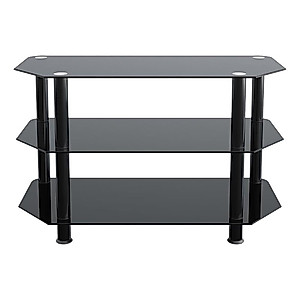 AVF Transitional Steel and Glass TV Stand for up to 42" TVs in Black/Chrome