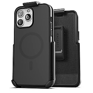 Encased MAG SlimShield Designed for iPhone 14 PRO Case with Belt Clip Holster - Compatible with MagSafe (Black)