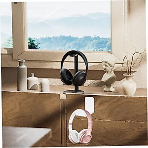 WOONEKY 2 Sets Headphone Hanger Headphone Holding Rack Headphone Hanging Hook Headset Stand Headphone Holder Headphone Hook Earphone Display Stand Acrylic Simple White Wall Hanging