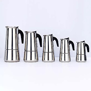 Iguazú 4 Cups Espresso Coffee Maker, Greca, Stainless Steel 304 (200 ml) Moka Coffee Pot With 2 Extra Replacement Gasket