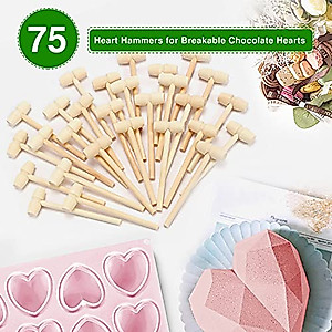 Wooden Hammers for Breakable Heart Hammer x75, Small Wooden Mallet, Mini Wooden Hammer for Chocolate Heart Mold, Kids Hammer Wood For Chocolate Breakable Bear Mold, Martillos de Madera Para Chocolate