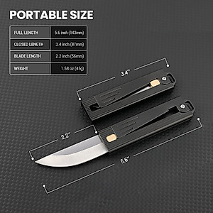 FUNBRO Pocket Knife with D2 Steel Blade, Cool Folding EDC Knives for Men, Box Cutter Knife with Unique Design for Every Day Carry