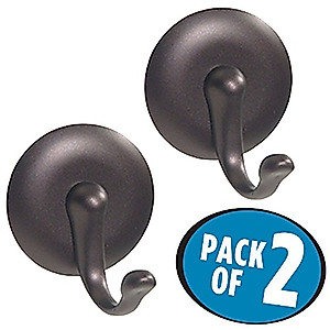 iDesign York BPA-Free Plastic AFFIXX Self-Adhesive Storage Hooks - 2.3" x 2" x 1.5", Bronze (Pack of 2)