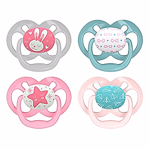 Dr. Brown's Advantage Symmetrical Pacifier with Air Flow, Pink Glow-in-the-Dark, 4-Pack, 6-18m