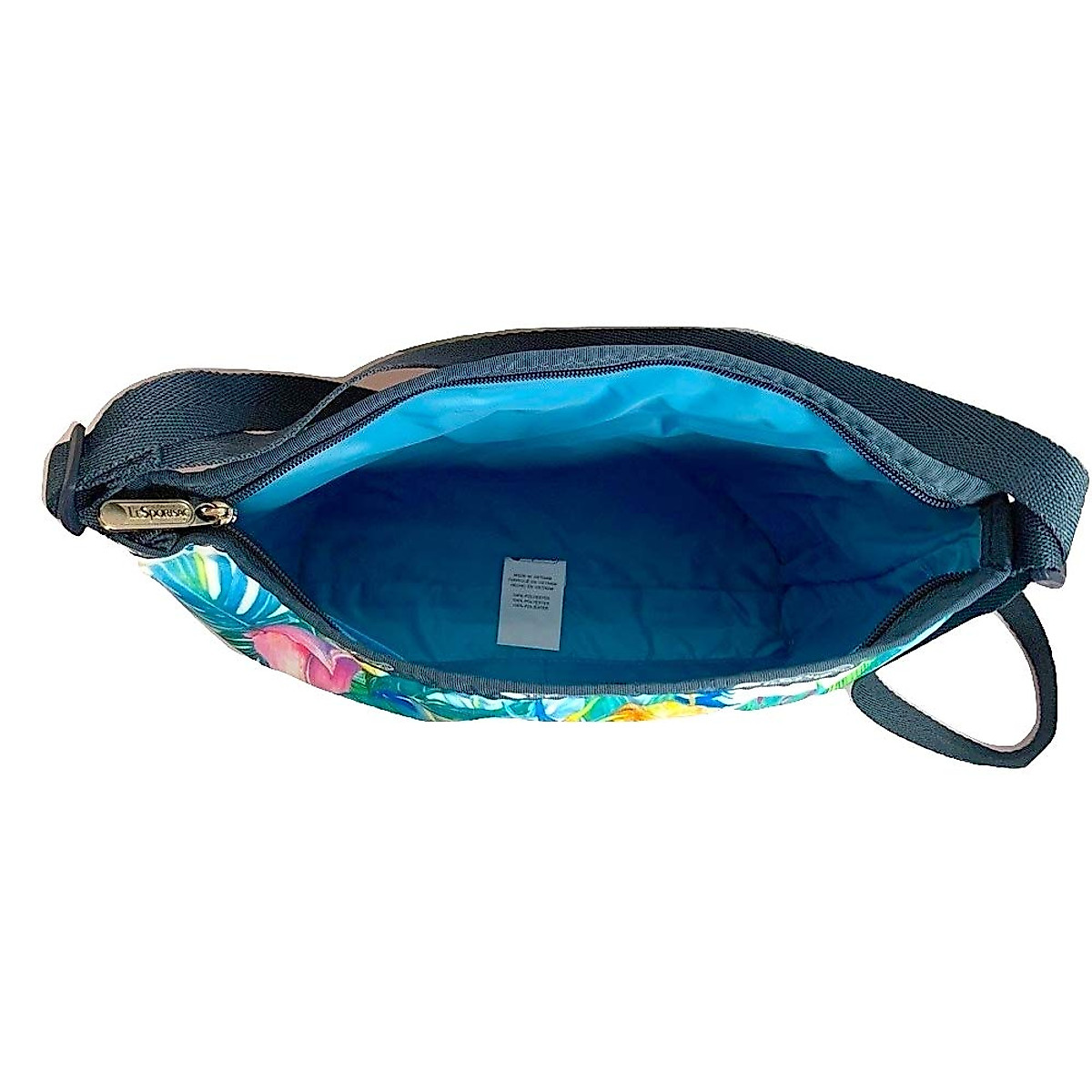 LeSportsac Lauren Roth Uluwehi HAWAII EXCLUSIVE Quinn Crossbody Handbag, Style 3352/Color K605, Vibrant Tropical Flowers & Pineapples, Lauren Roth Signature Printed on Pattern