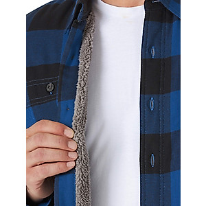 Wrangler Authentics Men's Long Sleeve Sherpa Lined Shirt Jacket, Blue Buffalo, Large