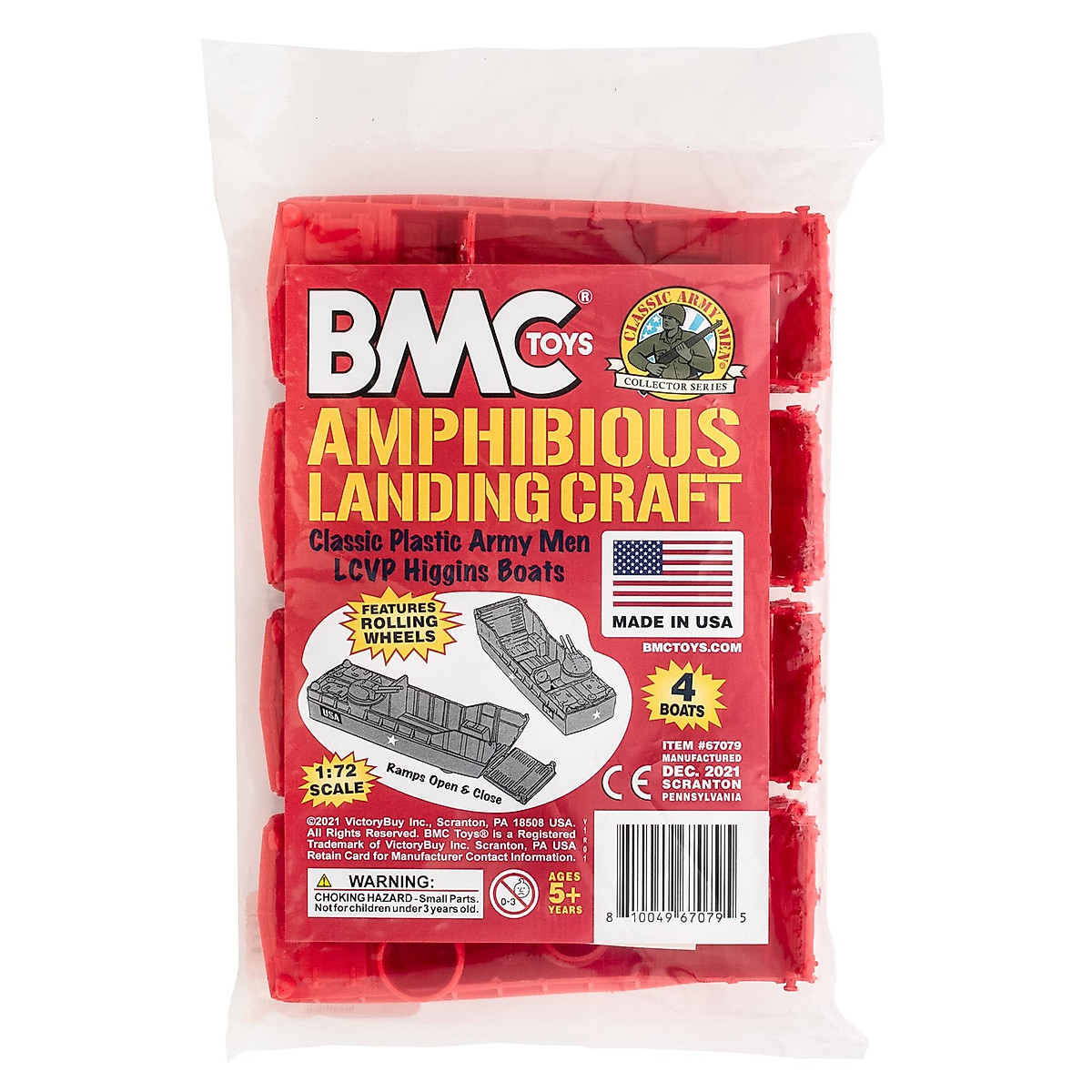 BMC Classic Marx Landing Craft - 4pc Red Plastic Army Men Boat Vehicles