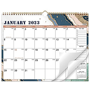 2023-2024 Calendar - 18 Monthly Calendar with Thick Paper, 14.6" x 11.5", Jan. 2023 - Jun. 2024, Twin-Wire Binding + Hanging Hook + Unruled Blocks with Julian Date, Horizontal - Pink