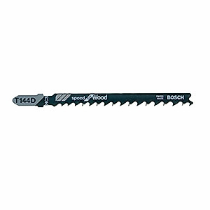 BOSCH T144D 5-Piece 4 In.6 TPI Speed for Wood T-Shank Jig Saw Blades