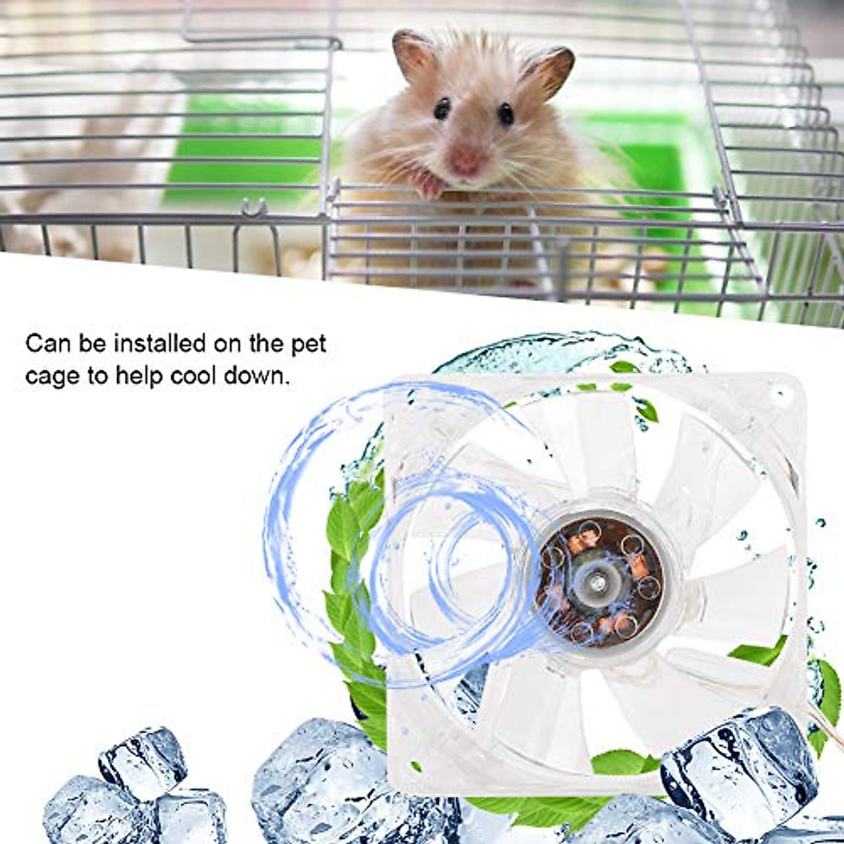 TOPINCN Hamster Cooling Fan Colorful Small Pet Summer Cooling Fan Acrylic Guinea Pig Cage Cooling Fan for Small Pet to Keep Summer Cool