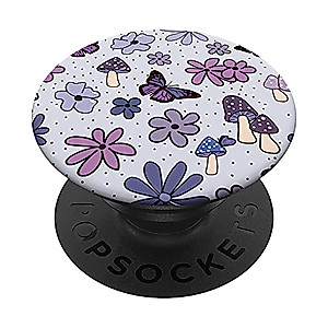 Lilac Flowers Butterflies & Mushrooms Cottagecore Aesthetic PopSockets Swappable PopGrip