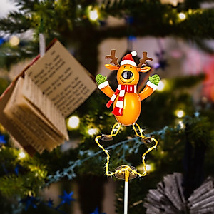 tioili Metal Reindeers Christmas Outdoor Solar Light, Christmas Outdoor Decorations Solar, Waterproof Christmas Stakes Lights for Home Outdoor Courtyard Lawn Walkway Driveway