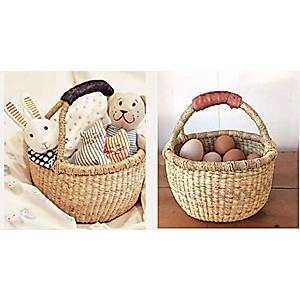 Hands Craft Fair Trade Ghana Bolga African Dye-Free Market Basket Natural Baskets (9"-11" Small)