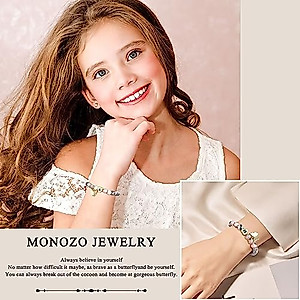 MONOZO Women Jewelry Gifts Initial Bracelet, Women Jewelry Heart Initial K Butterfly Natural Stone Bracelets for Women Jewelry Birthday Gifts Christmas Gifts for Women Friends Sister Butterfly Gifts