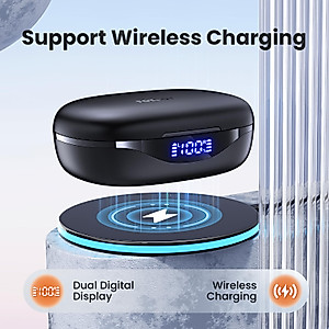 FOYCOY Wireless Earbuds Bluetooth Headphones 90Hrs Playtime Ear Buds IPX7 Waterproof Sports Earphones Wireless Charging Case Over-ear Earhooks Headest